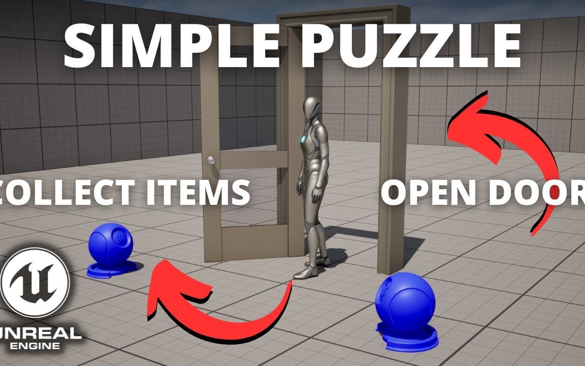 虚幻引擎 5 !收集物品完成后打开大门!