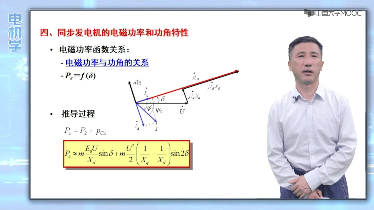 6.10同步发电机的电磁功率、功角特性、有功功率与无功功率的调节方法