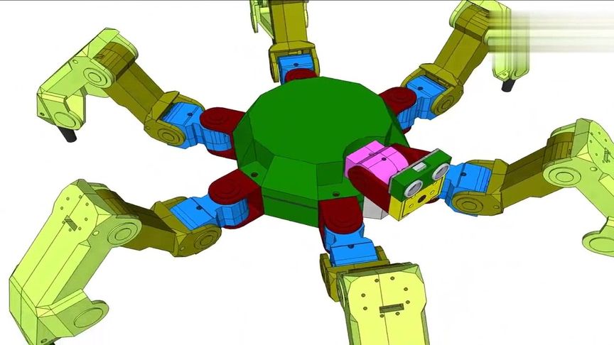 六足机器人的创意机械结构,看看它的设计模型