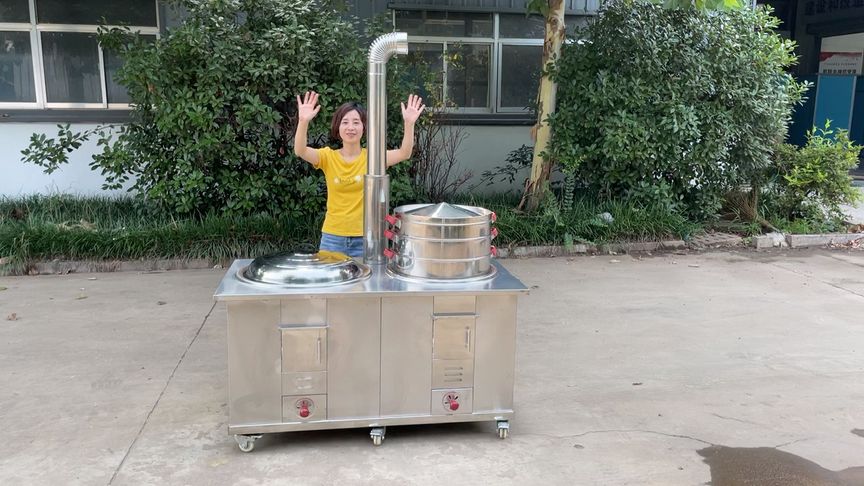 双锅不锈钢柴火灶。适合家用,一锅多用,移动方便