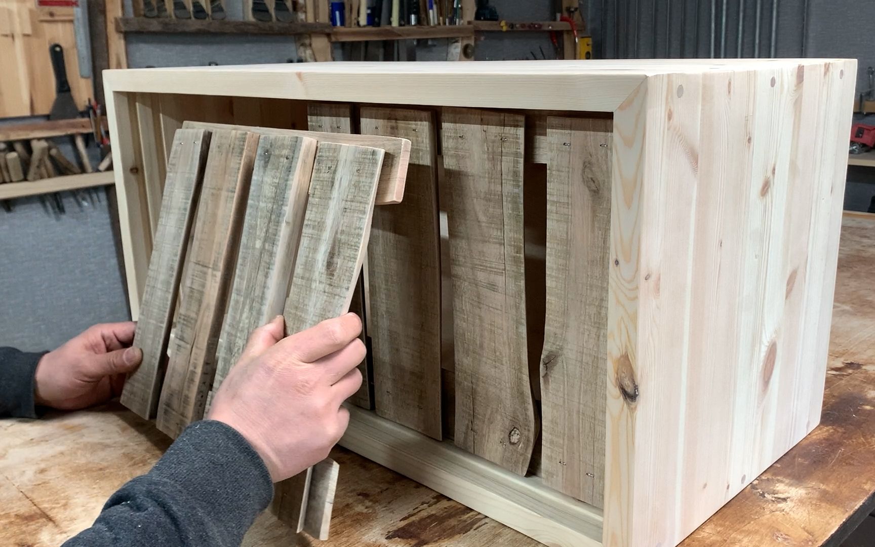 【木工】自己动手做家具真香!自制推拉门实木小柜