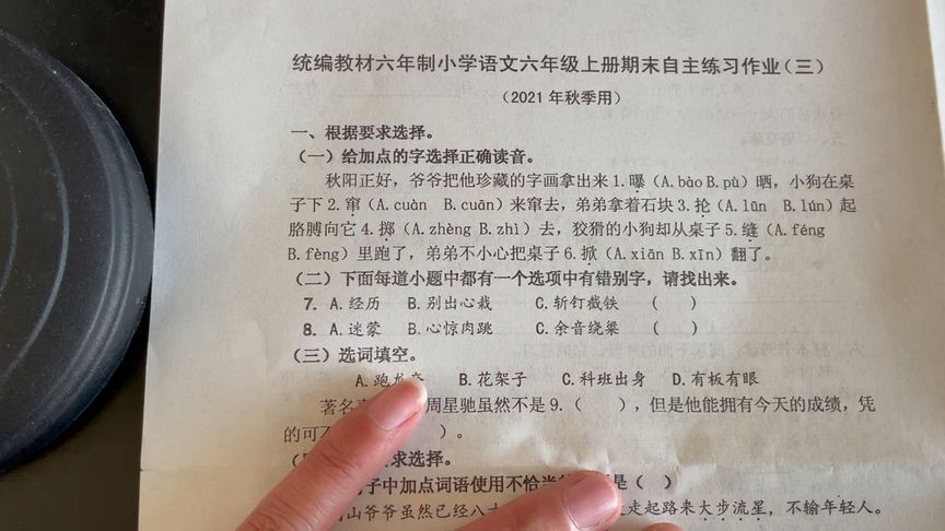 统编语文六年级上册期末真题解析(一)