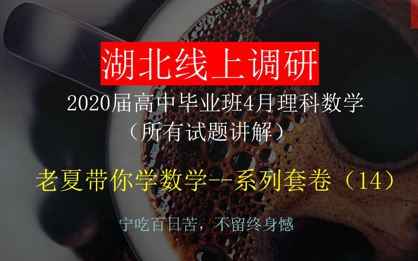 『老夏带你学数学』2020年4月27日 湖北省高三四月调研理数试卷(...