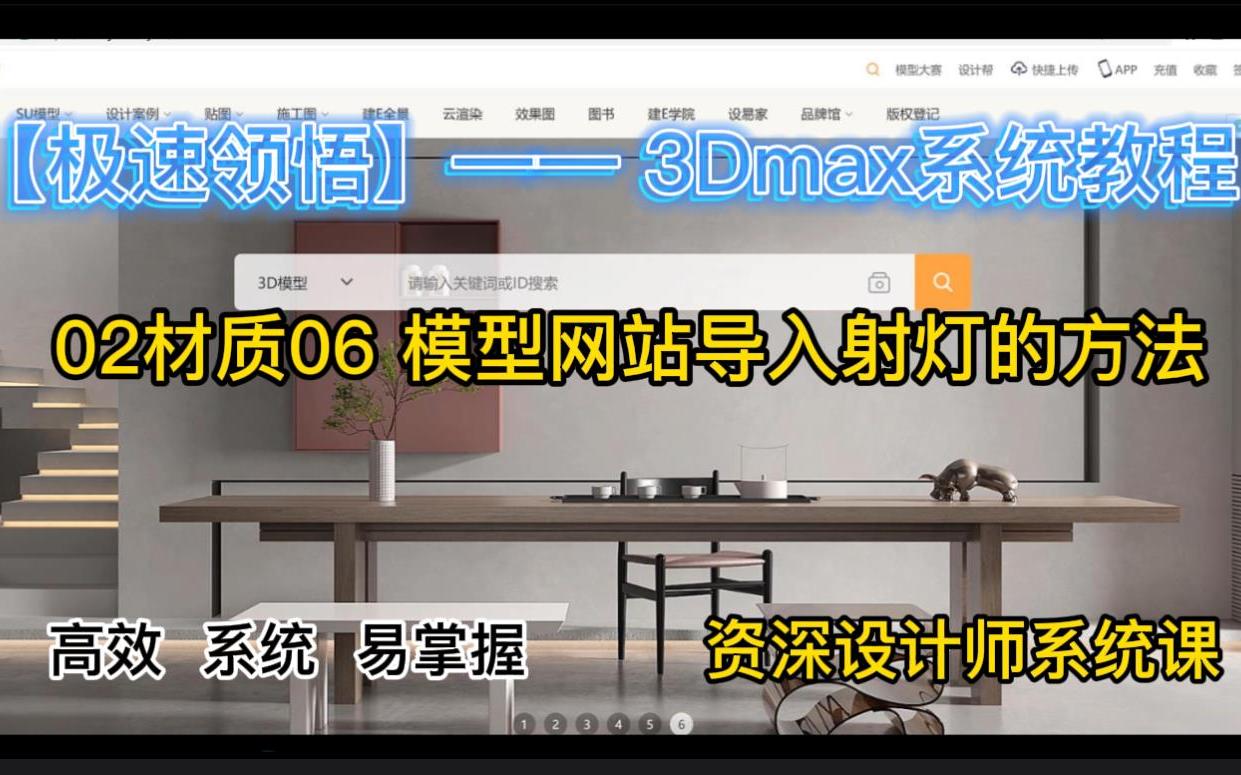 【极速领悟】3DMax效果图-02材质06 模型网站导入射灯的方法