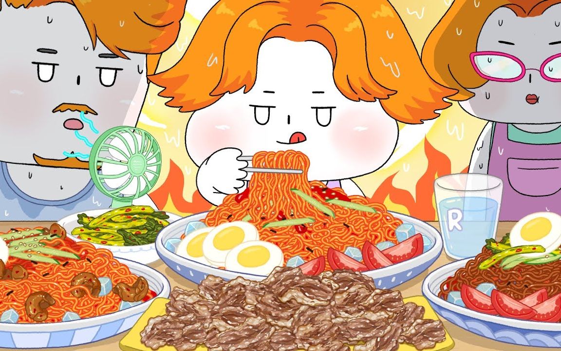 【foomuk动画】蒸笼般炎热的夏天里,凉爽解暑的拌面吃法