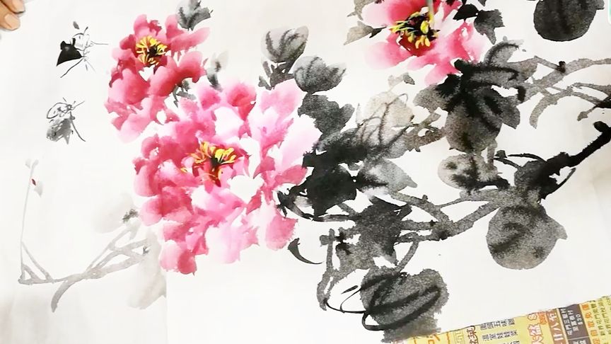 水墨画教程之牡丹花画法视频