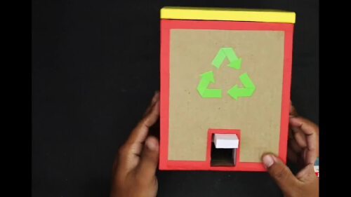 如何用纸板制作方形自动垃圾桶