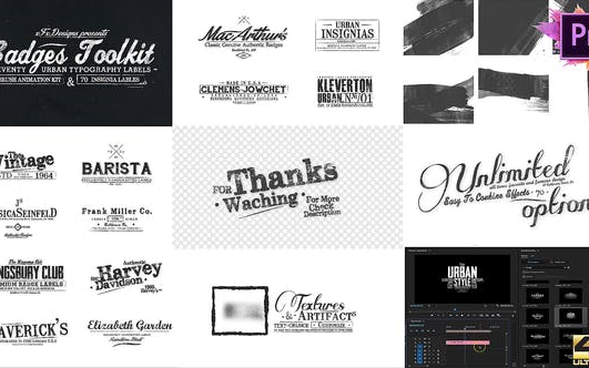 PR模板-70套复古文字标题印刷文字标题