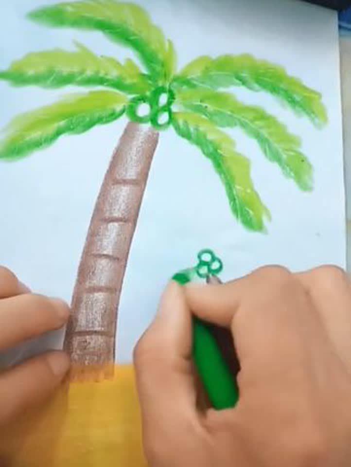 幼儿园简笔画~椰子树#一学就会的简笔画 #亲子简笔画 #画画其实很简单 #跟着学画画 #少儿美术教育