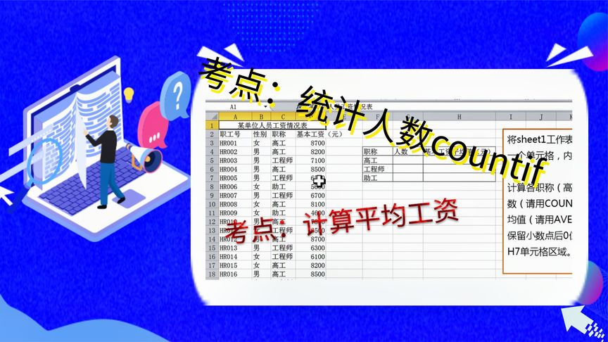 Excel工资表,统计各职称人数,计算平均工资