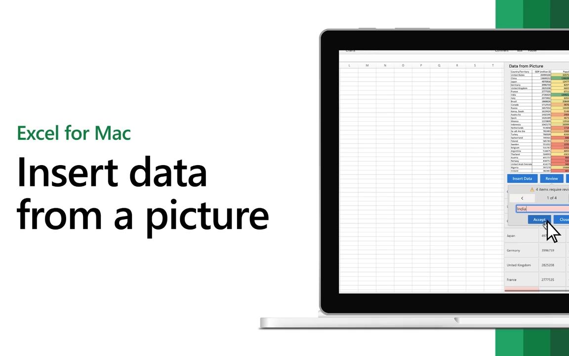 将图标中的表格插入 Excel 中