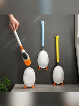 家用多功能马桶刷 免打孔设计 软硅胶材质可以深入到缝隙 小黄鸭造型...