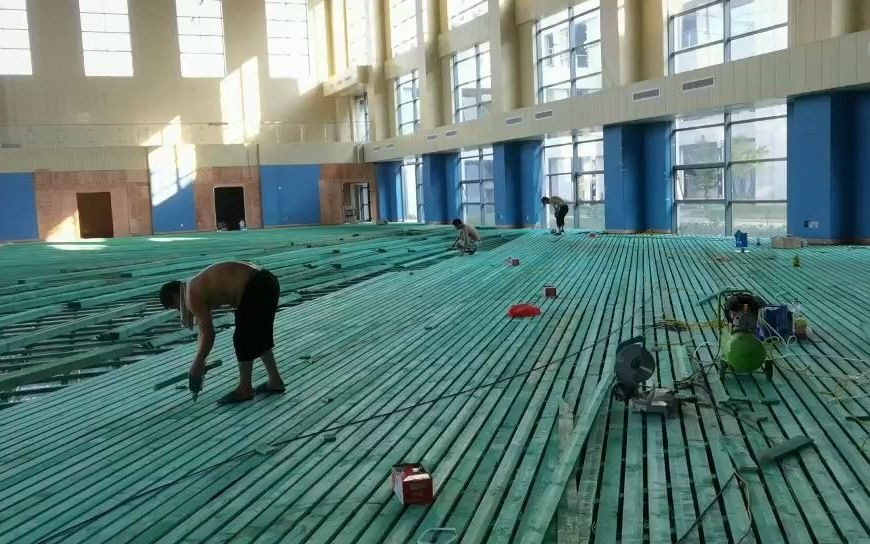 双龙骨双减震实木斜铺基层铺装