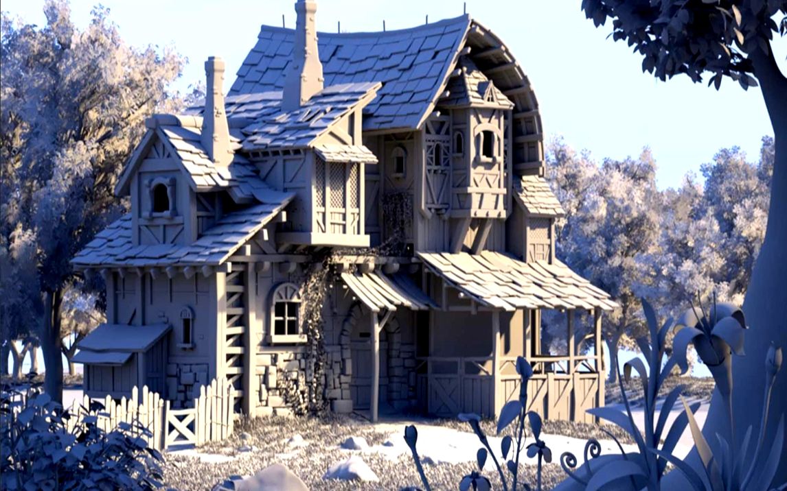 【Maya建模】森林小木屋场景模型制作、3D场景建模教程