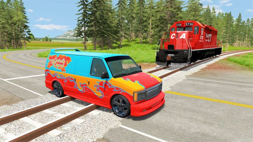 【车祸模拟】 汽车 VS 火车轨道碰撞