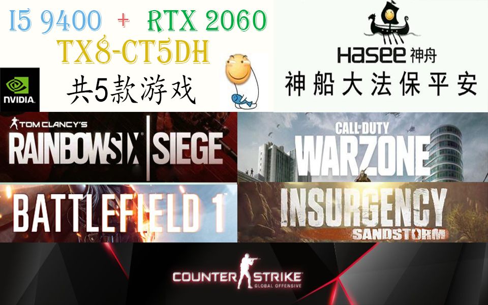 【神船笔记本 TX8-CT5DH】RTX 2060(80w) + i5-9400(桌面端CPU) 共...