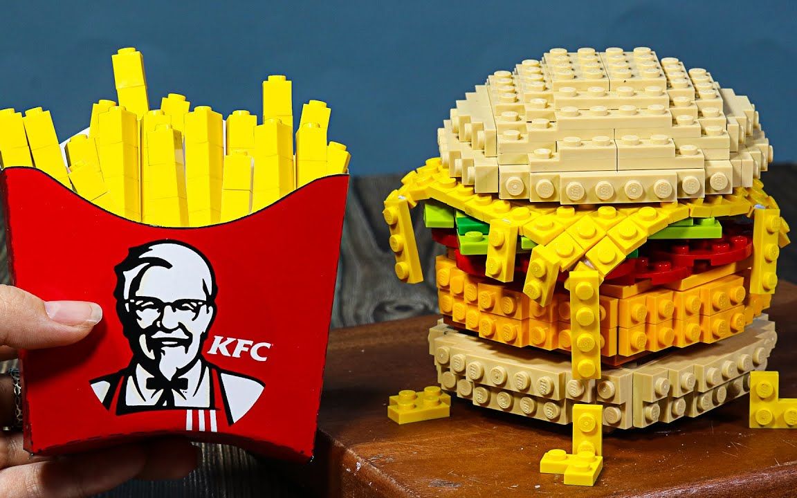 定格动画-肯德基鸡肉汉堡和薯条ߍ�ߍ