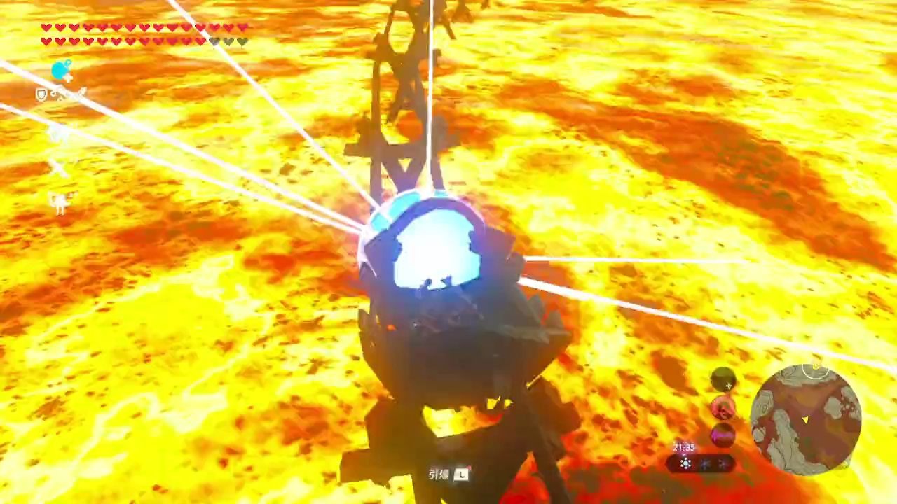 【塞尔达传说:旷野之息】火山地区开矿车的正确方式。蟹蟹岛-晓拉哈...