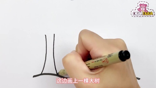 如何画黑白简笔画,绘画黑白风景画,简单小学生绘画作品