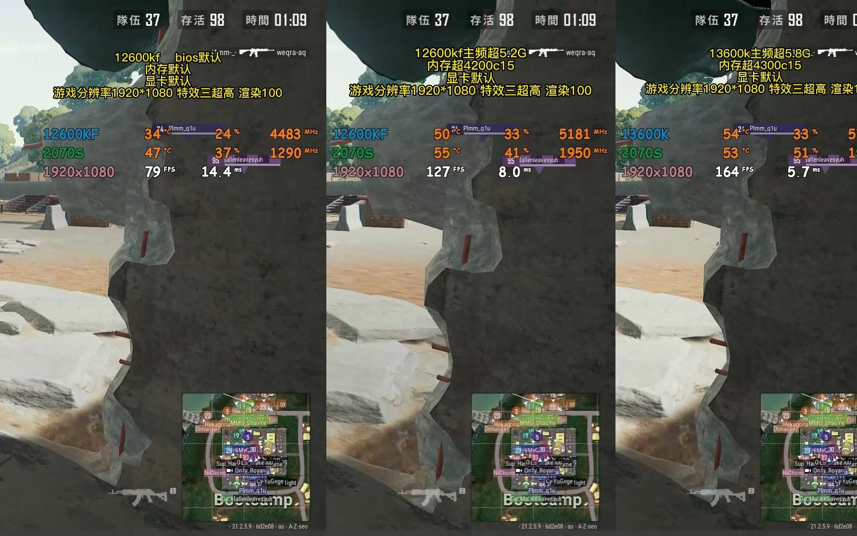 12600kf对比13600kf PUBG绝地求生吃鸡CPU内存超频帧数 微星690a...