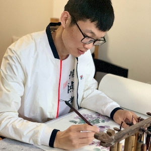 忆鸿学国画 