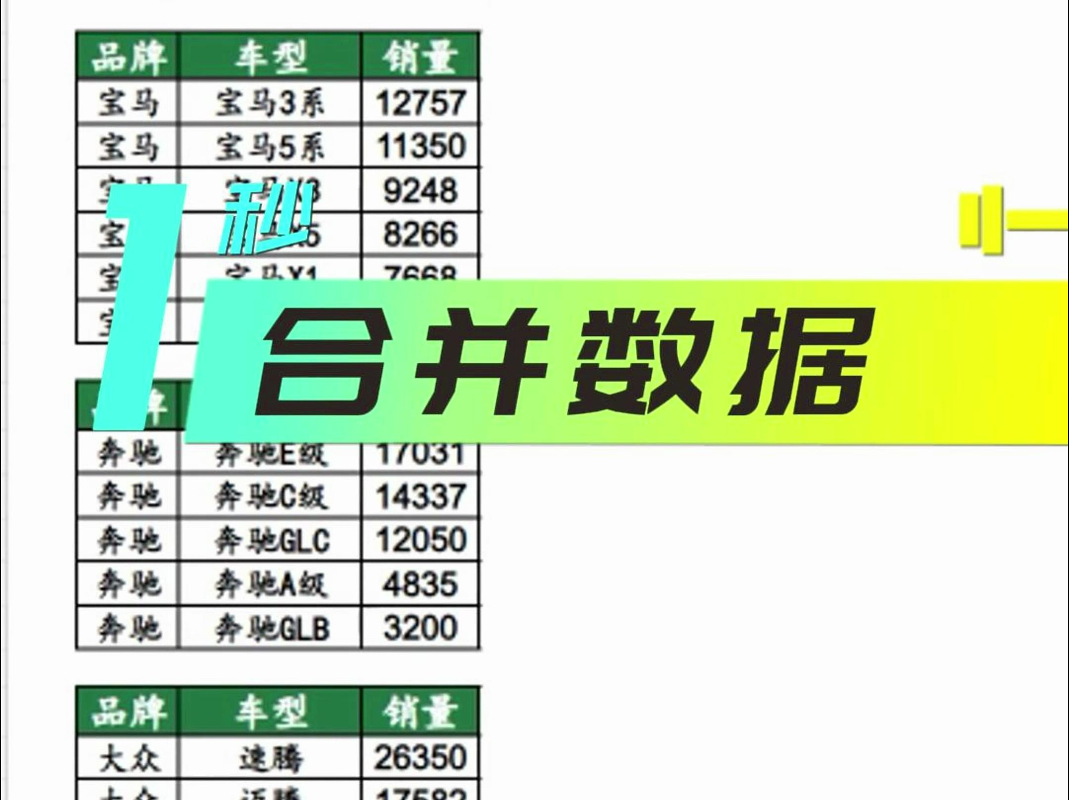 EXCEL技巧:1秒合并数据