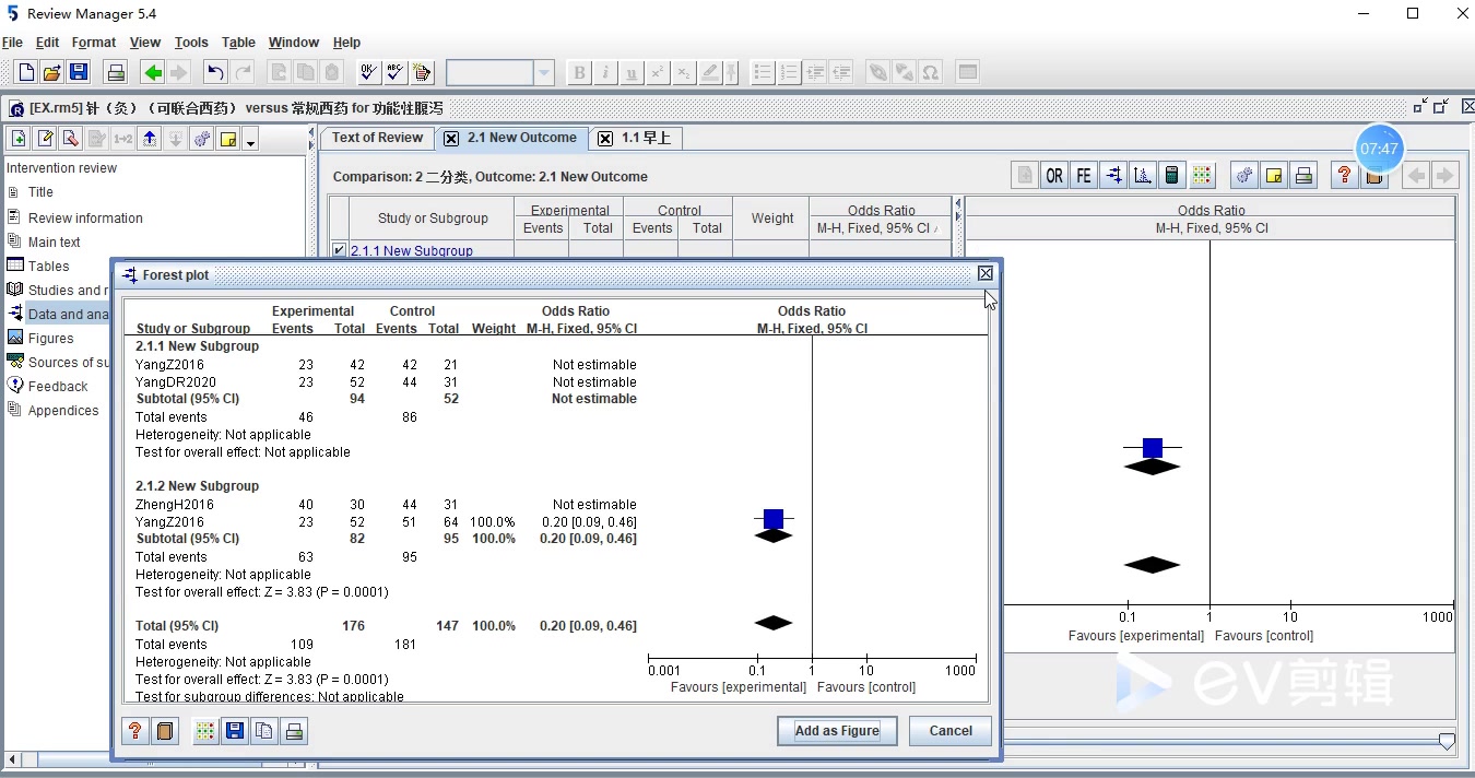 Revman5.4数据分析之 连续性变量分析、二分类变量分析、亚组分析