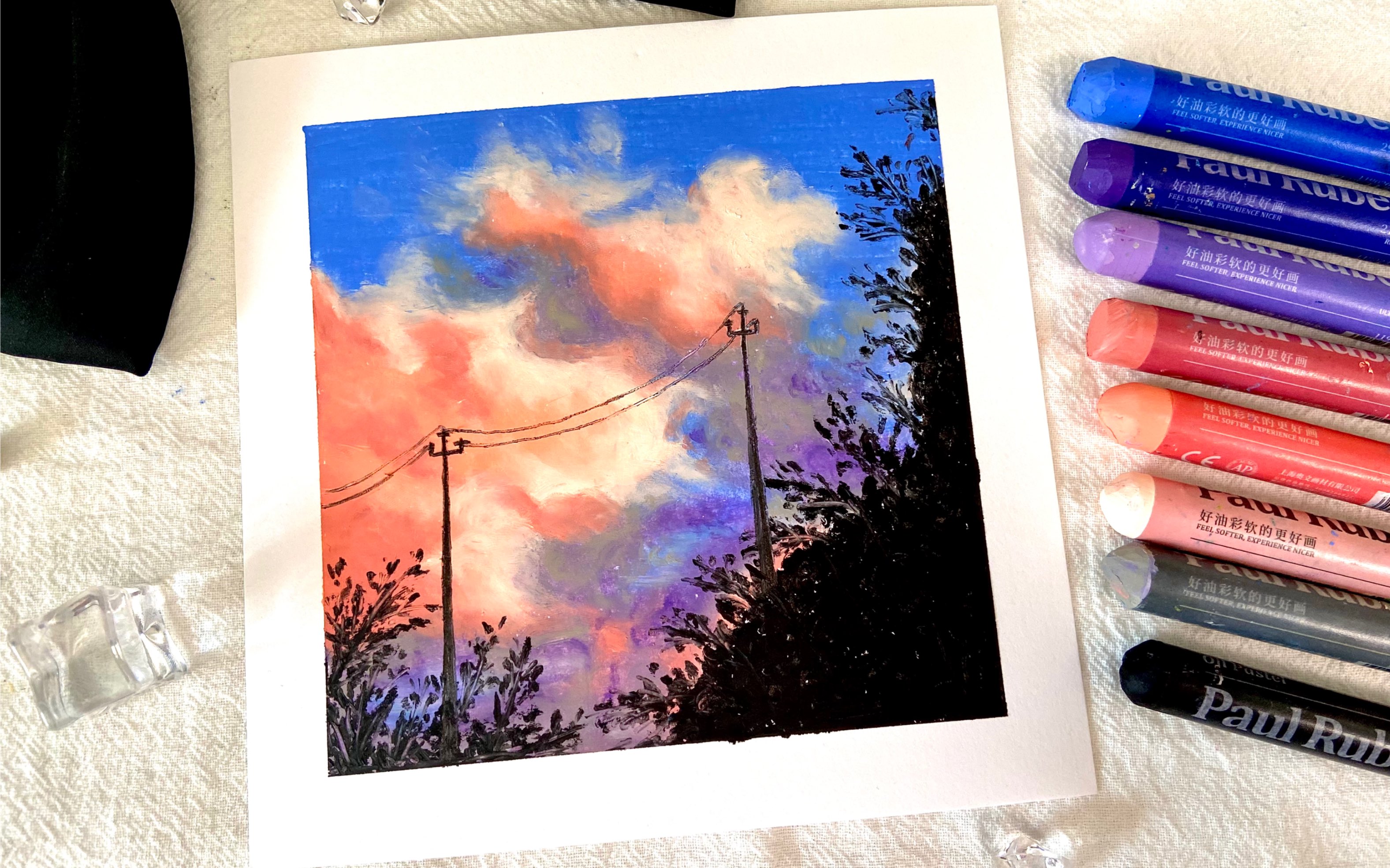 【油画棒画】晚霞 绘画过程