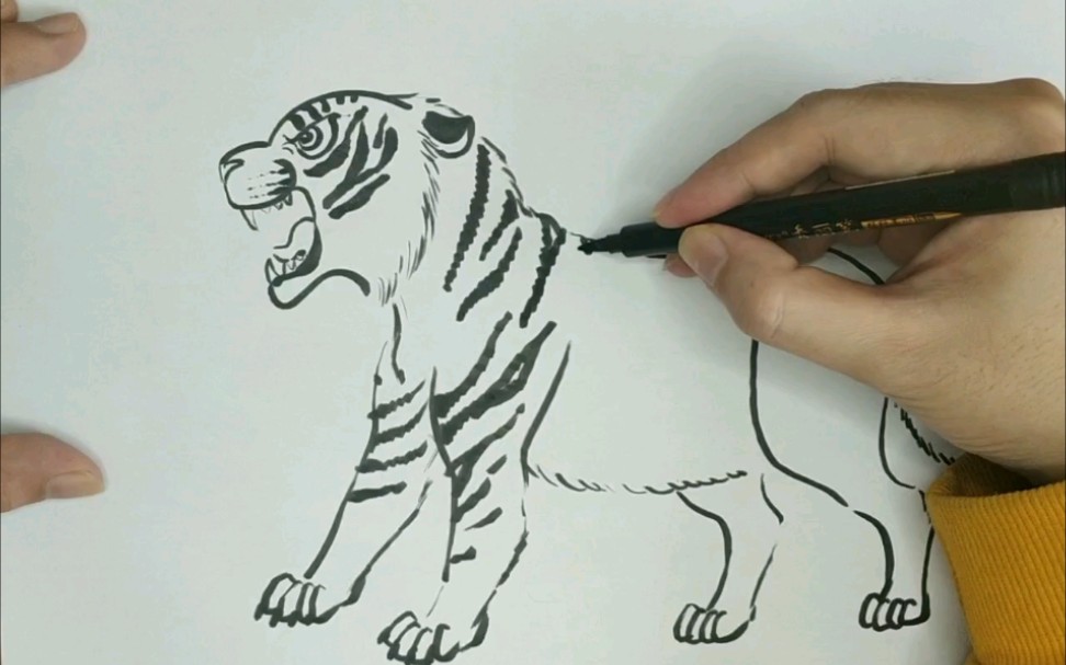 简笔画猫科动物2教你画老虎。简单美,轻松学。