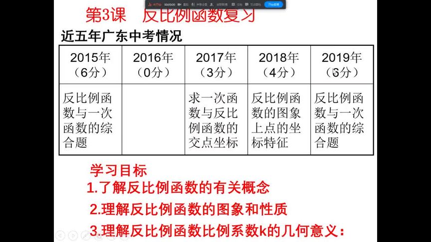 初三中考第一轮 第11讲反比例函数复习
