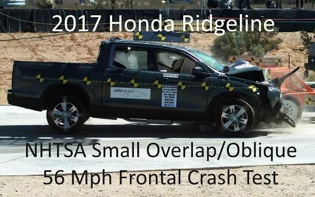 2017-2019款本田Ridgeline NHTSA正面35%偏置碰撞测试