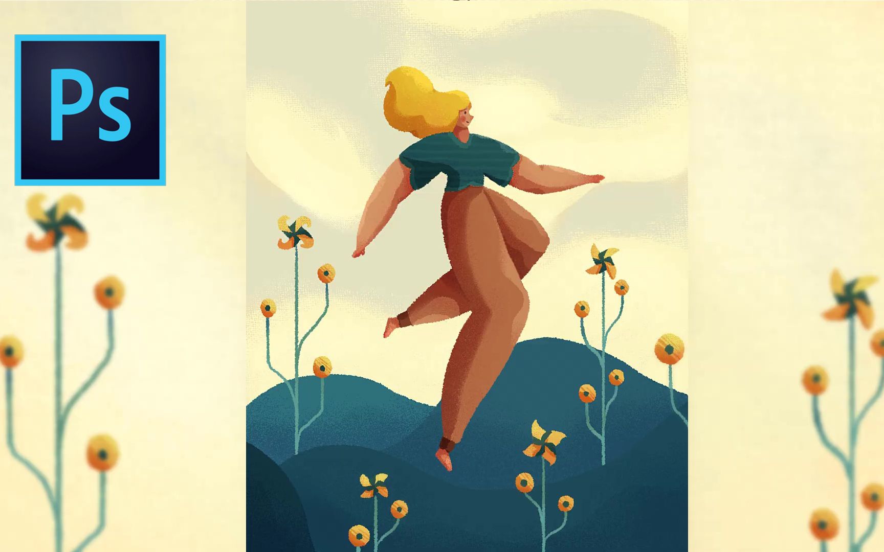 【PS教程】带有噪点纹理的人物插画绘制过程 Photoshop插画教程