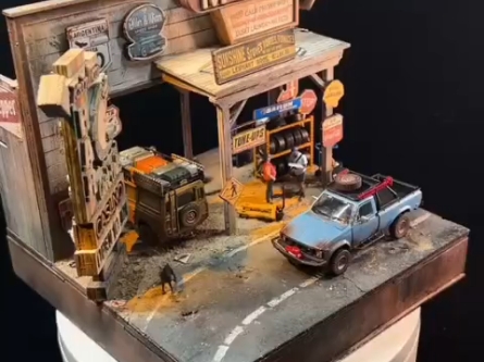 0基础做美式汽车仓库1:64比例,2号仓库,ZWZ造物者模型材料