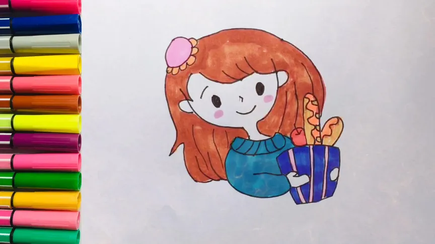 治愈系小萌妹永远十八岁,动漫卡通人物形象简笔画,儿童美术绘画