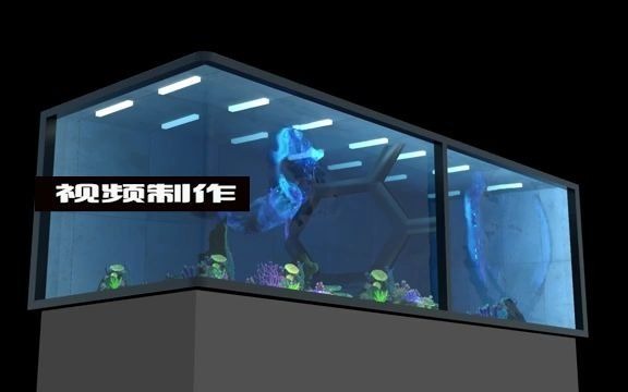 113.全息裸眼3d唯美海豚戏水出水折角屏巨幕内容制作