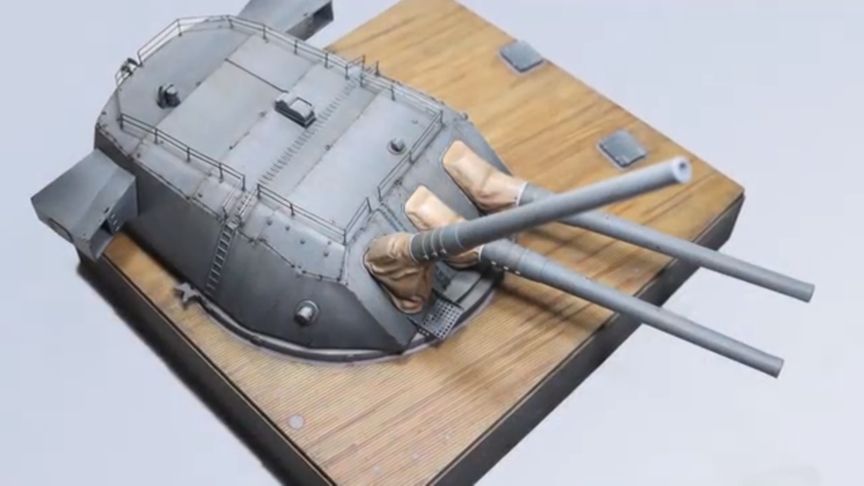 [刀战模型]三花1/72二战大和号战列舰二号炮塔九四式炮塔模型制作