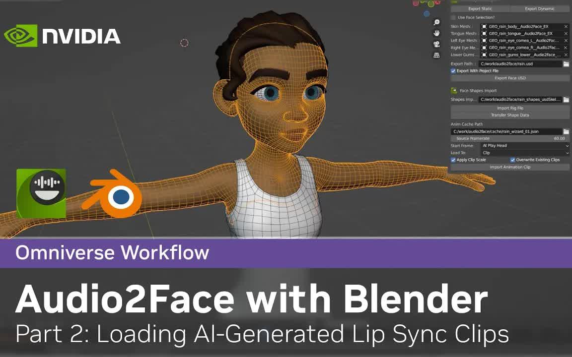 iBlender中文版插件 Audio2Face |第 2 部分:加载 AI 生成的口型同步...