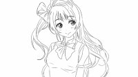 [小林画的]漂亮萌萌性感的动漫卡通女孩线稿简笔画|巴啦啦小魔仙之...