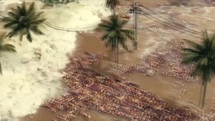 海啸奇迹 :可怕的自然灾害,恐怖灾难突发海啸 真实还原印尼海啸