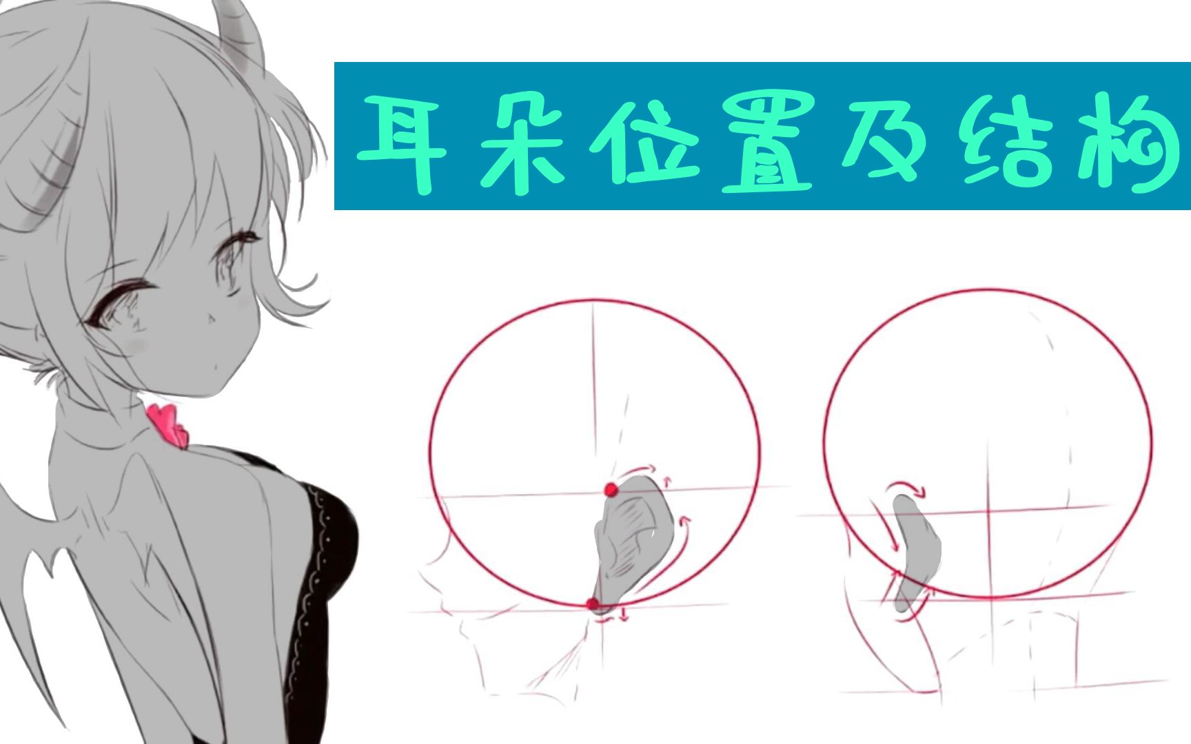 3分钟了解日漫插画中耳朵的结构和位置的确定!