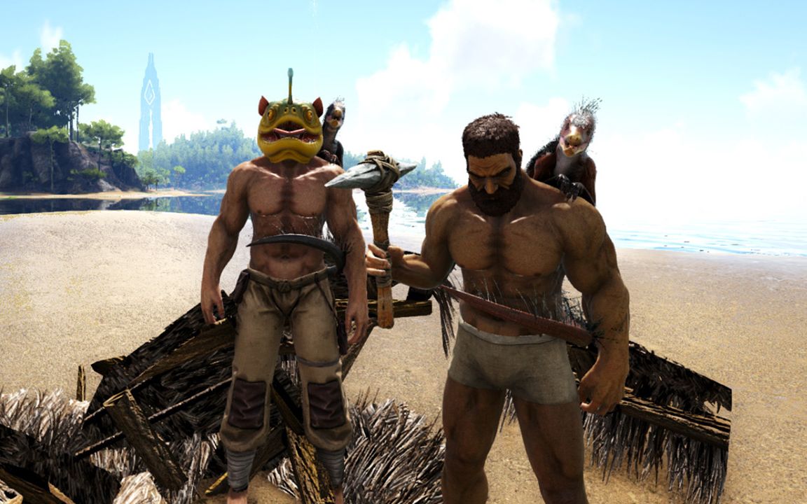 方舟生存进化:新孤岛 02 可怜的镰刀龙被暗墨半仙虐的好惨呀