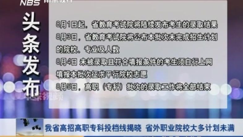 我省高招高职专科投档线揭晓 省外职业院校大多计划未满