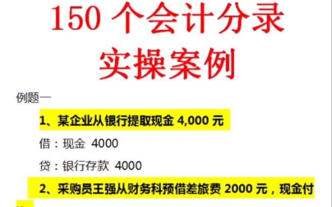 150个会计分录实操例题,新手会计别担心没人教