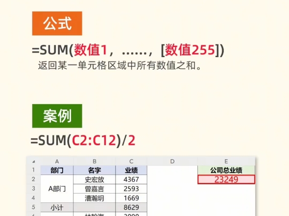SUM汇总小计求和