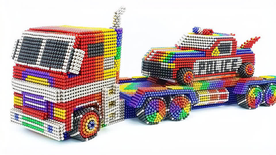 巴克球玩具拼装大卡车和小汽车模型玩具