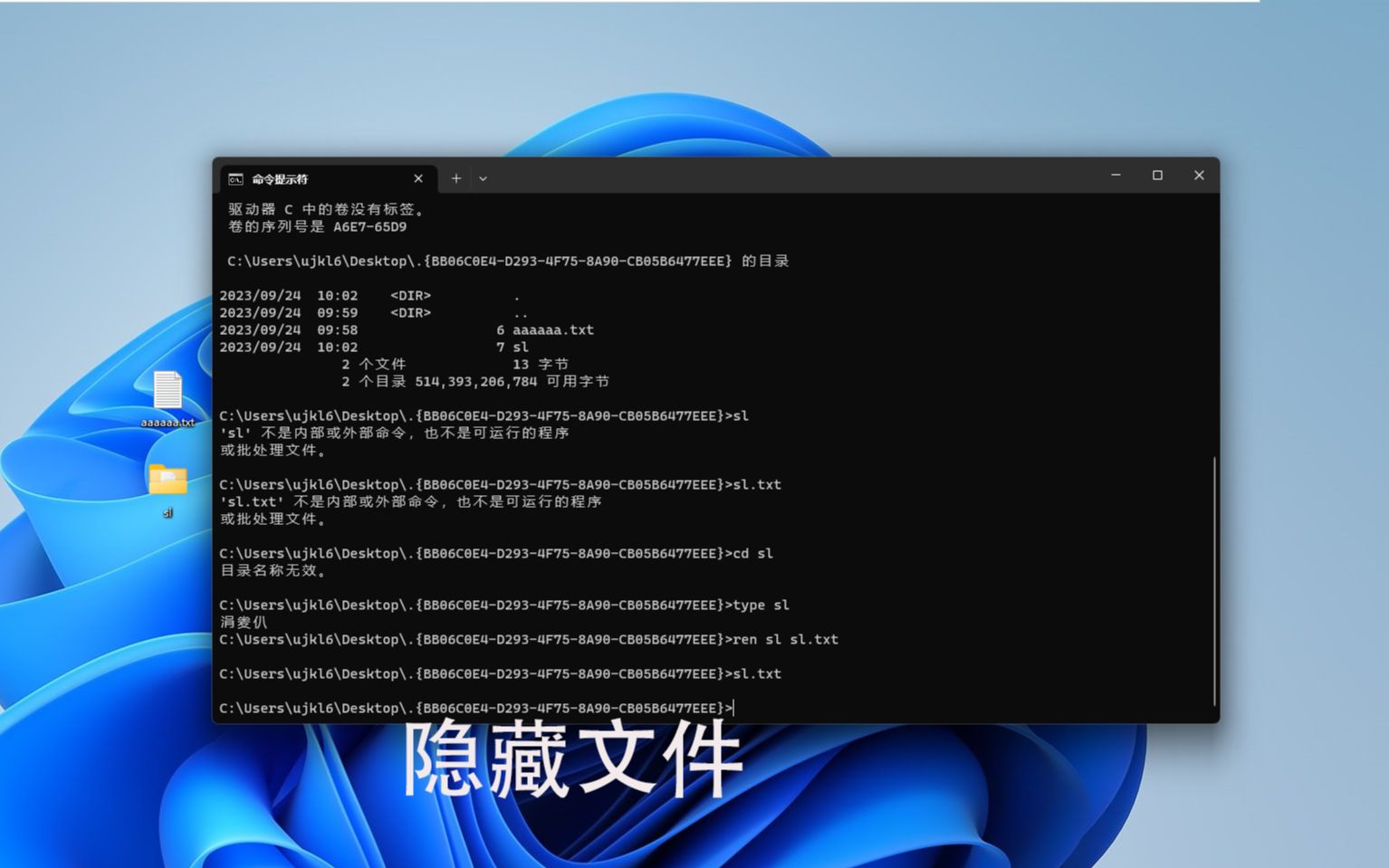 如何用cmd命令隐藏了但又没隐藏文件?