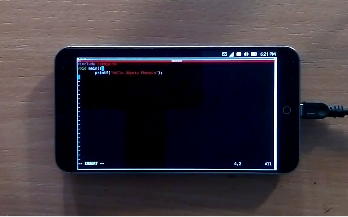 Ubuntu手机试用vim和gcc