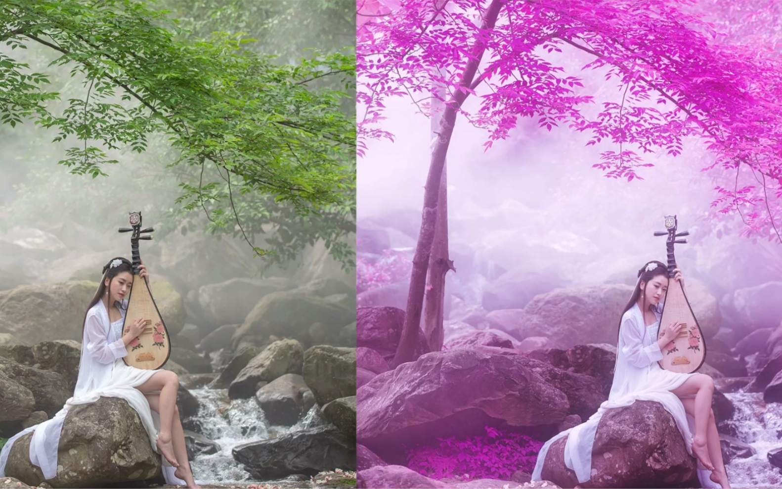 如何把绿叶变成粉色效果?学会这个PS技巧,你可以把绿色变成各种不同...