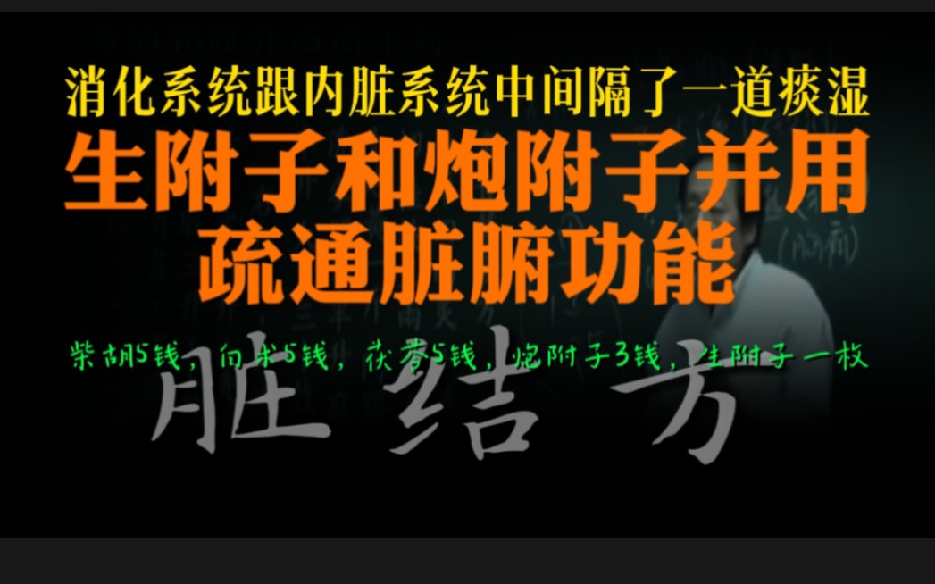 ...和炮附子并用,疏通脏腑(消化系统跟内脏系统中间隔了一道痰湿)功能...