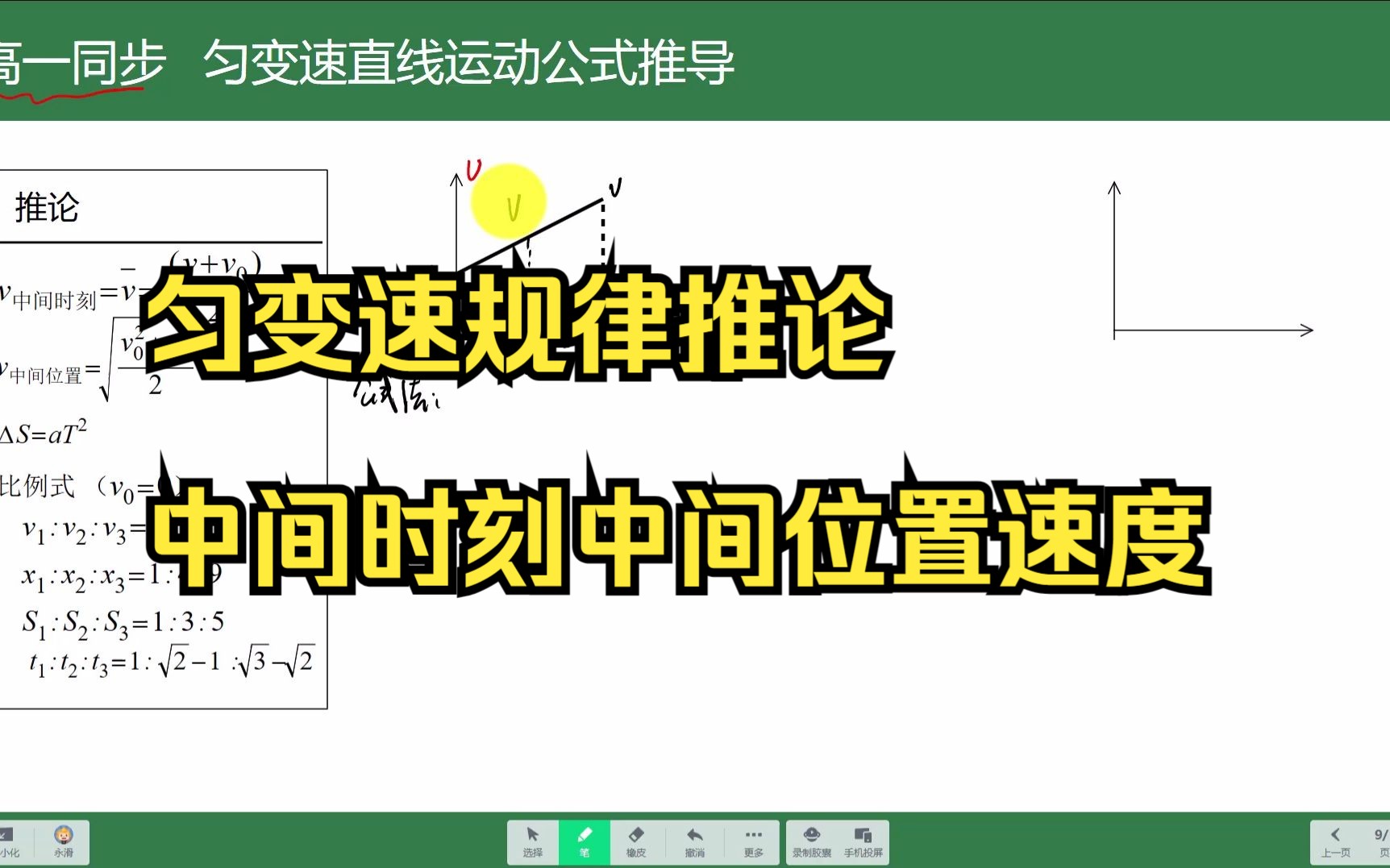 【高一同步】匀变速直线运动规律 中间时刻 中间位移速度